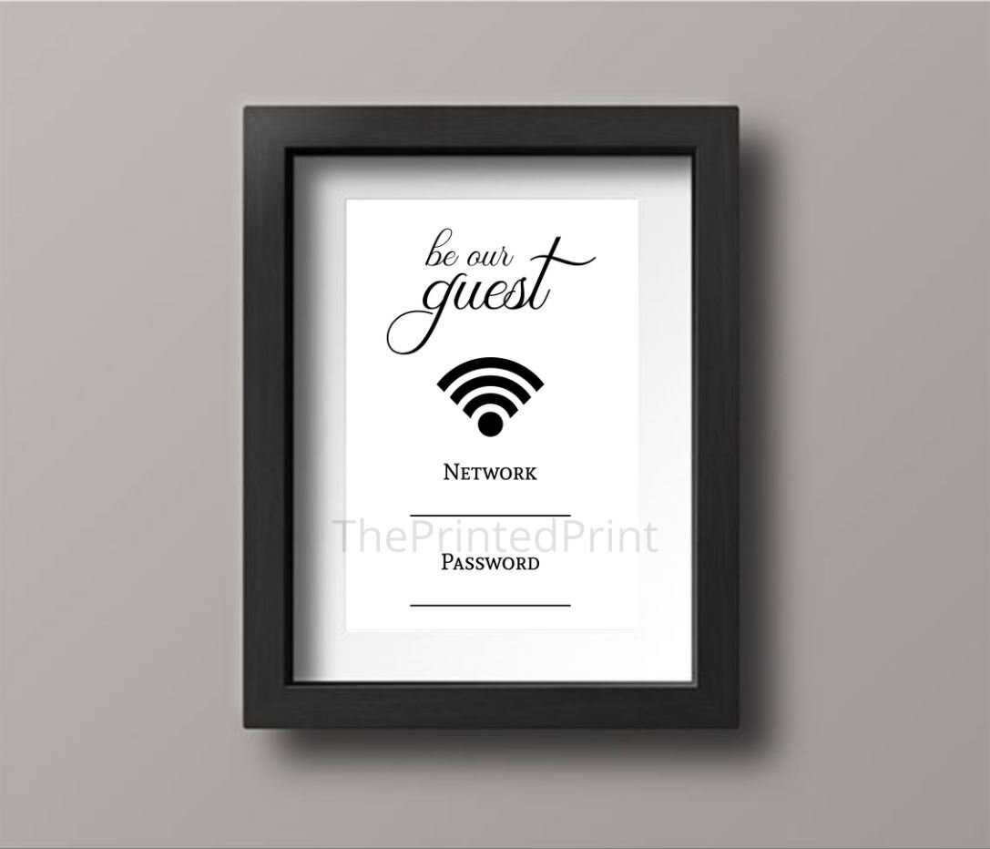 Wifi Network and Password Print Instant Download Hotel | Etsy