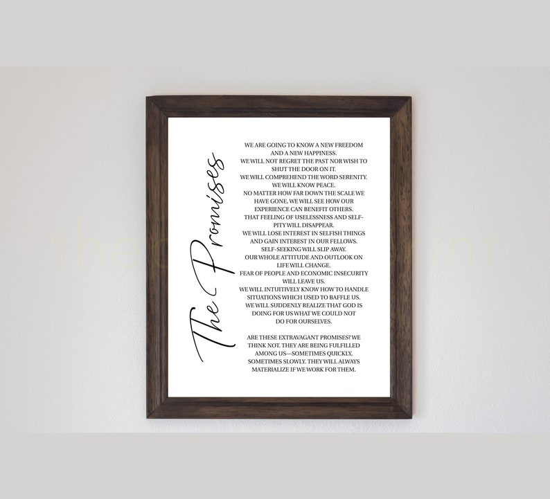 The AA Promises Addiction Recovery Wall Art Twelve Steps - Etsy