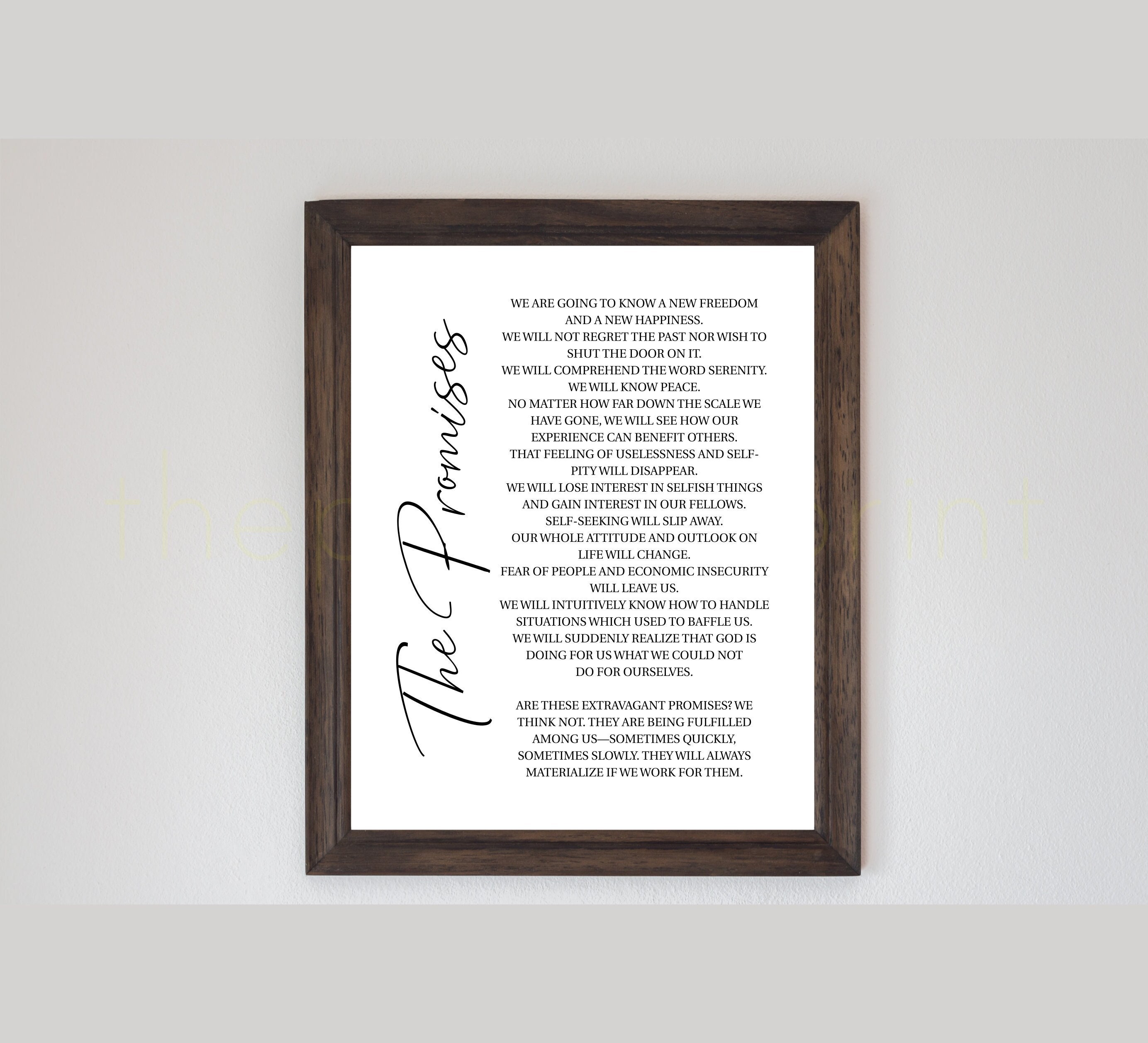 The AA Promises Addiction Recovery Wall Art Twelve Steps - Etsy
