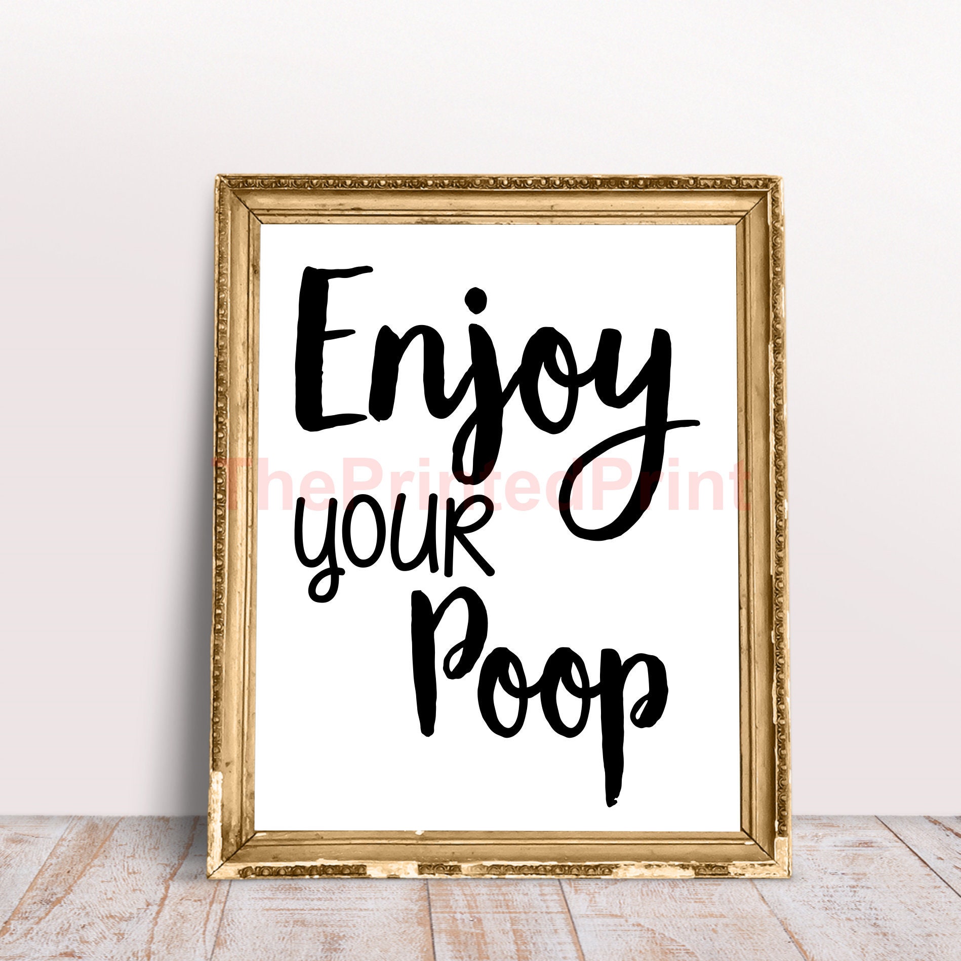 Enjoy Your Poop Funny Bathroom Quote Print Funny Toilet Art | Etsy