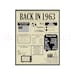 Back in 1963 Newspaper Poster Printable, 62nd Birthday Decoration, 1963 ...
