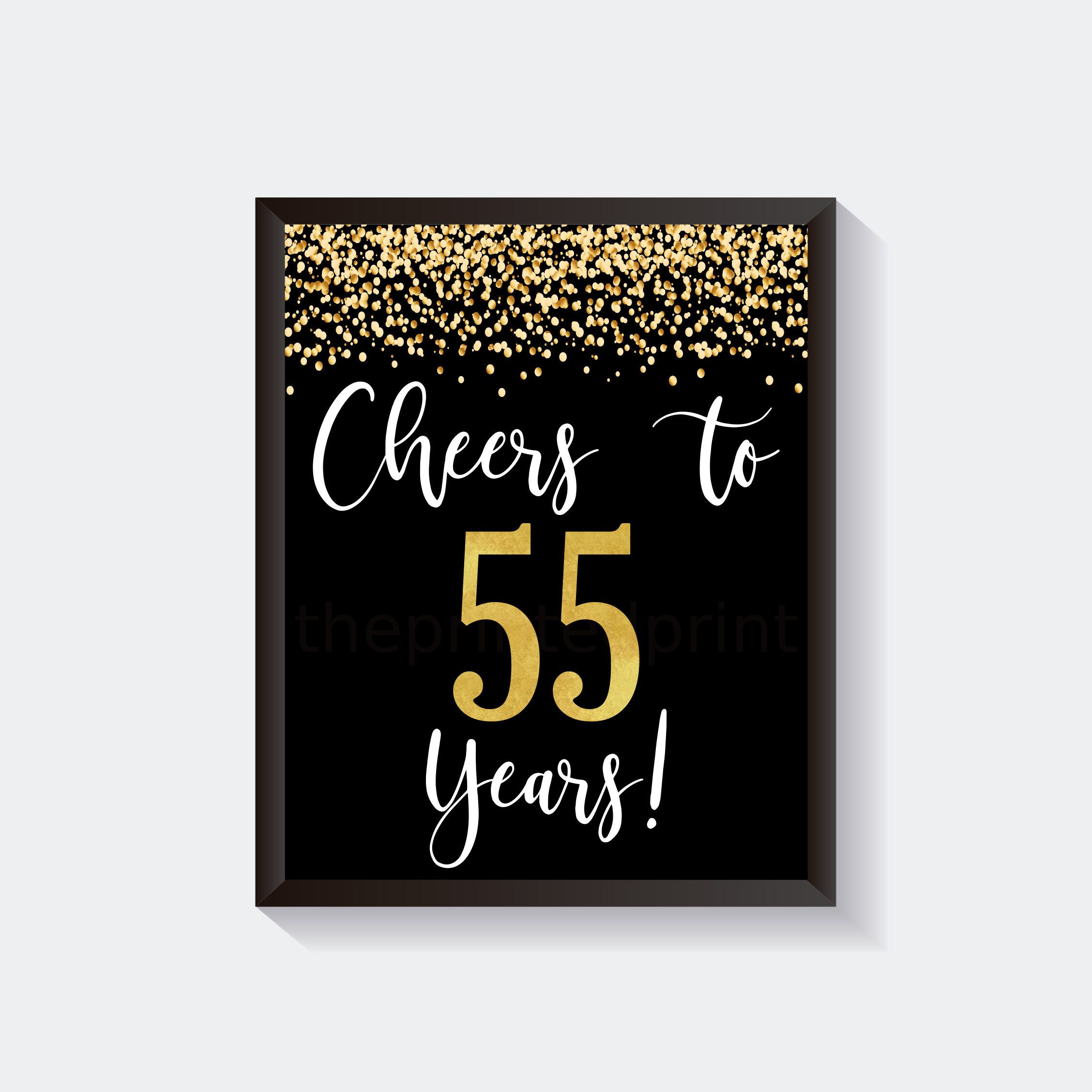 Cheers to 55 Years 8x10 11x14 55th Birthday Sign 55th | Etsy