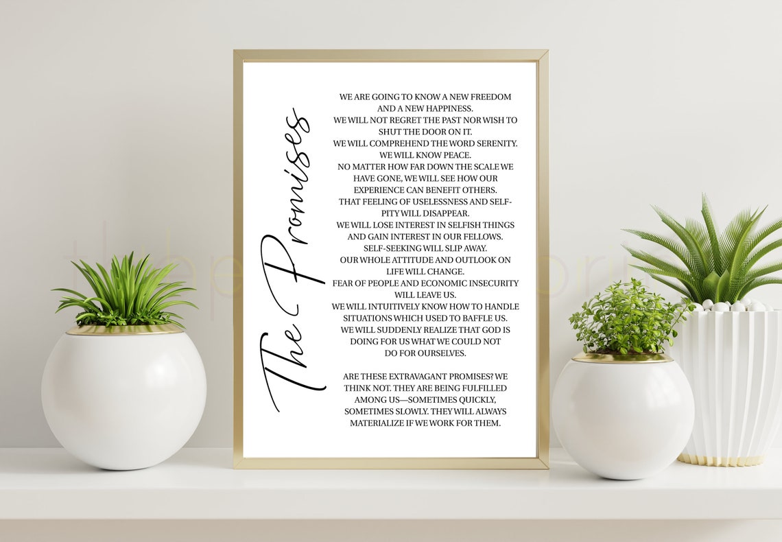 The AA Promises Addiction Recovery Wall Art Twelve Steps - Etsy