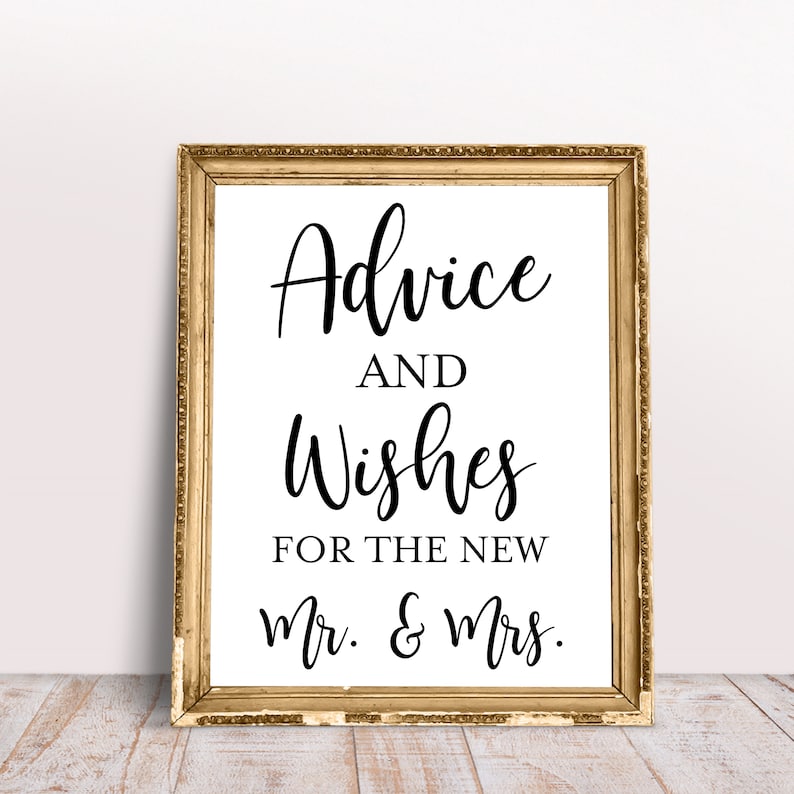 Advice And Wishes For The New Mr And Mrs Wedding Print Etsy