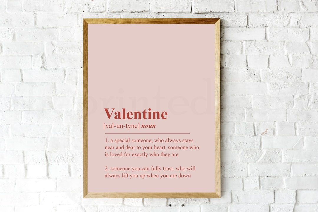 Valentine Definition Print, Pink Wall Art, Valentine's Day Decor ...