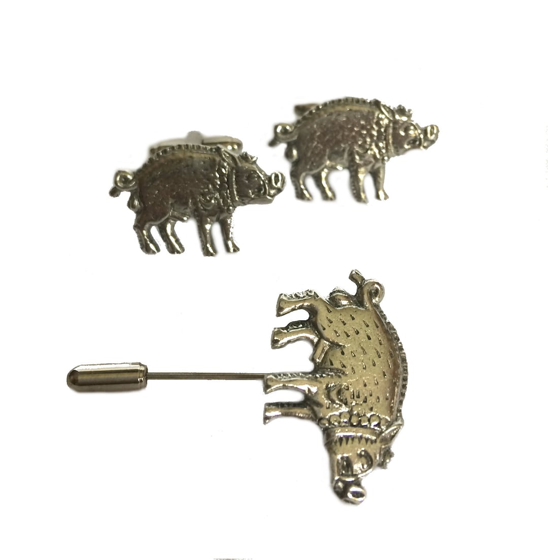 Richard Lll White Boar Cufflinks and Lapel Stick Pin Gift Set, Handmade ...