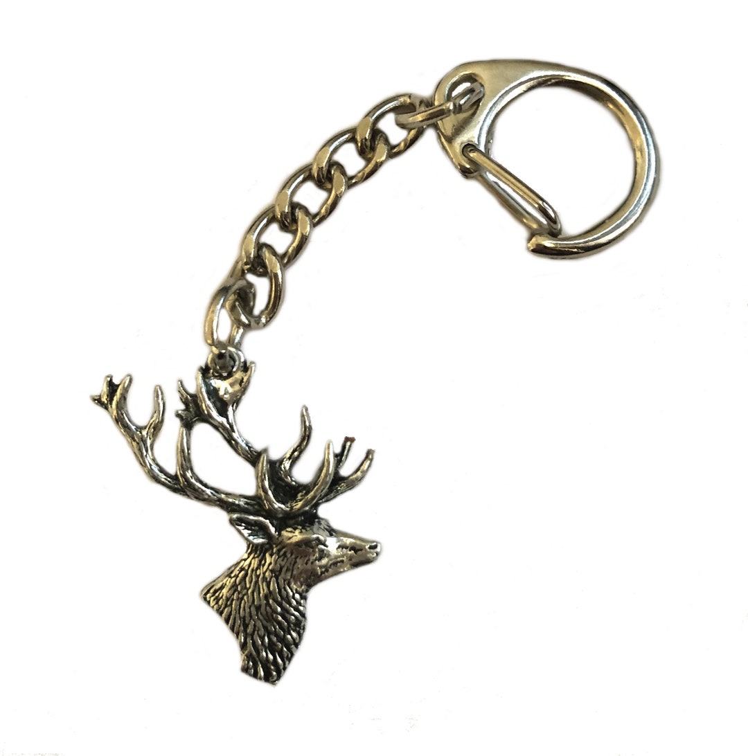 Stag Head Keyring keychain Handmade in England From Fine - Etsy