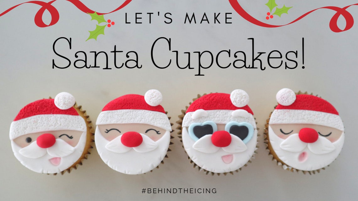 Santa Cupcake Toppers Template - Etsy
