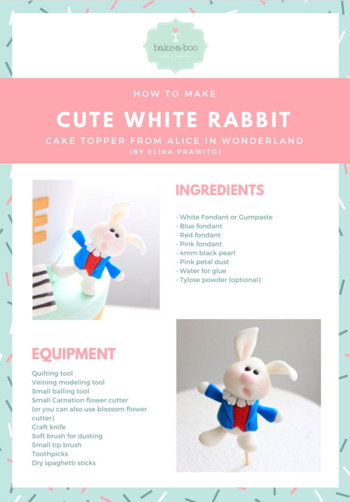 White Rabbit Cake Topper Tutorial - Etsy