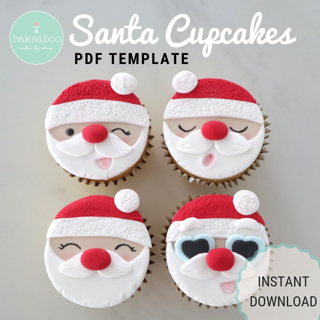 Santa Cupcake Toppers Template - Etsy