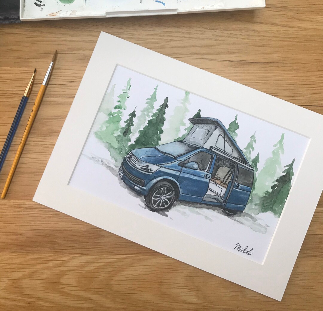 Handpainted Camper Van Gift, Custom Camper Painting, Camper Van ...