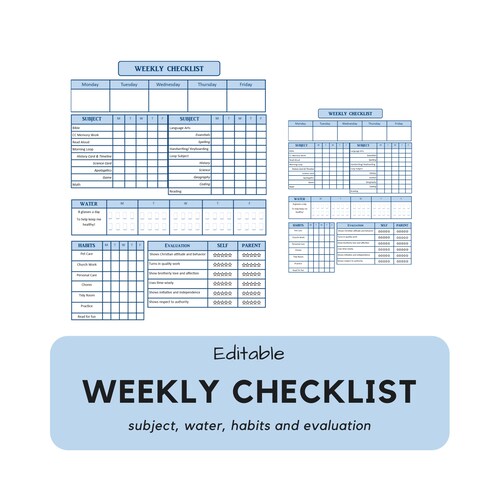 Self-customizable Weekly & Daily Checklist Fillable PDF - Etsy
