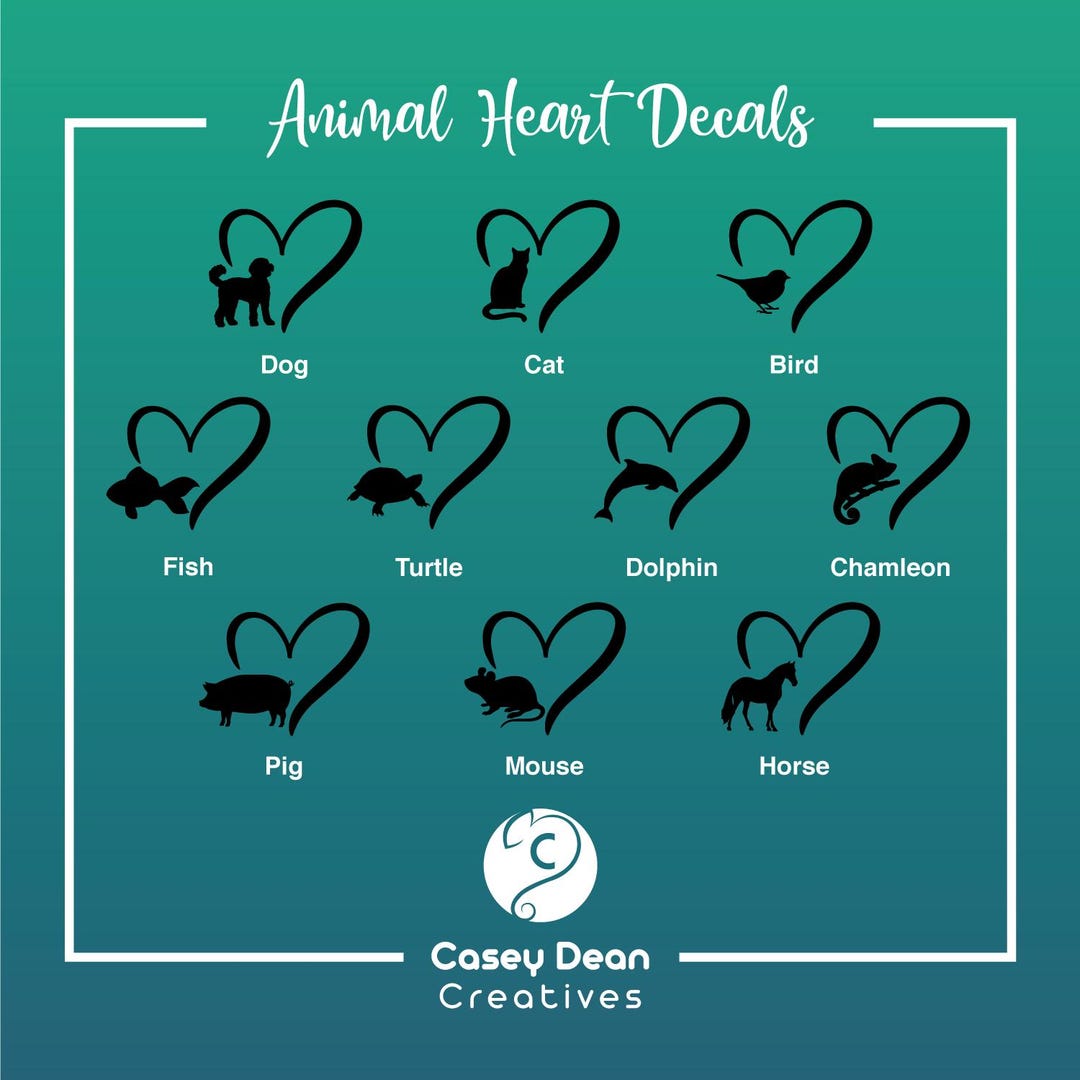 Pet W/ Heart Vinyl Decals - Etsy
