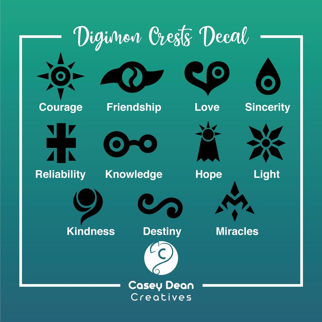 Digimon Crests Decal Sticker Digimon - Etsy