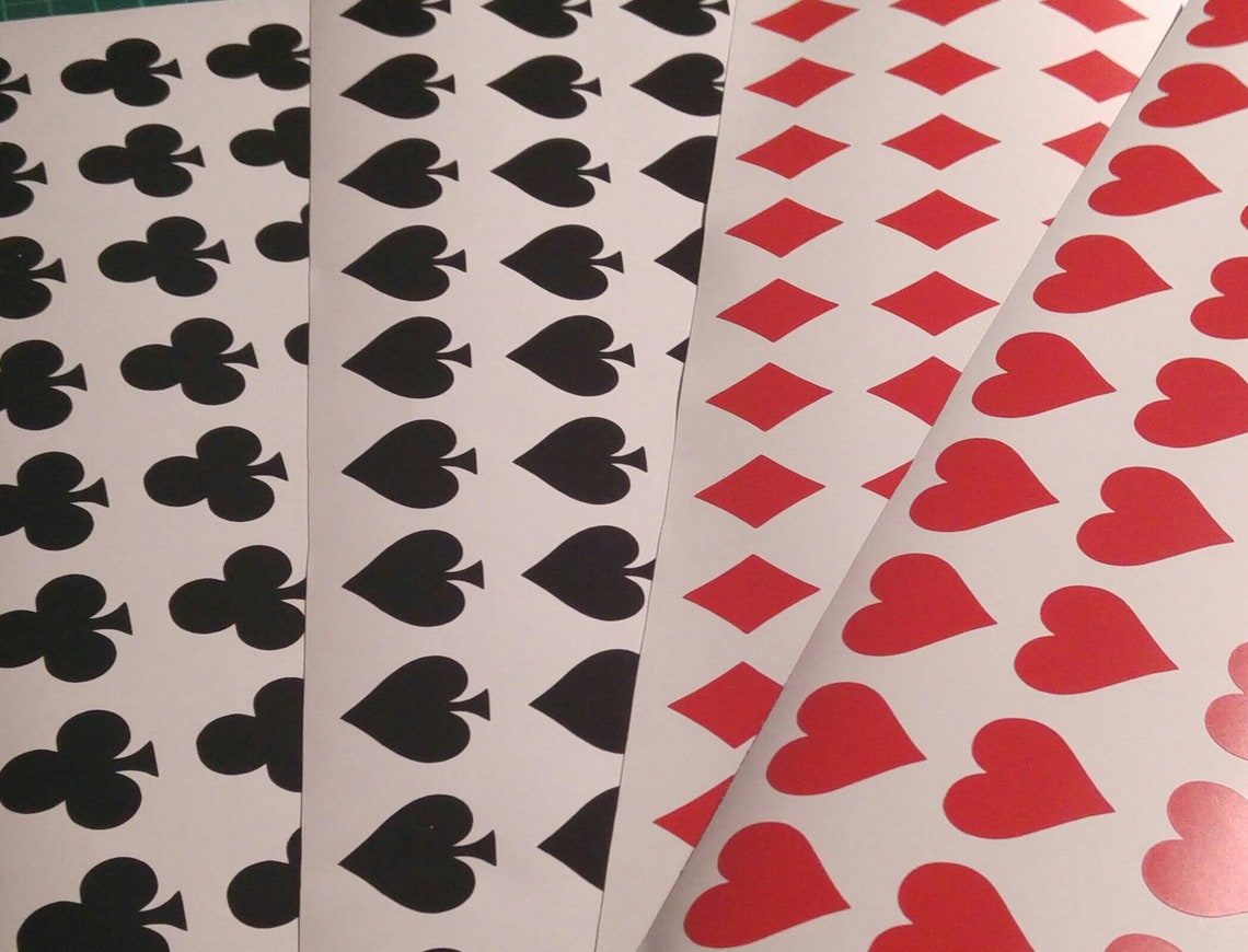 Set of 40 Suit Playing Cards Vinyl Stickers,poker Suits Vinyl Decals ...
