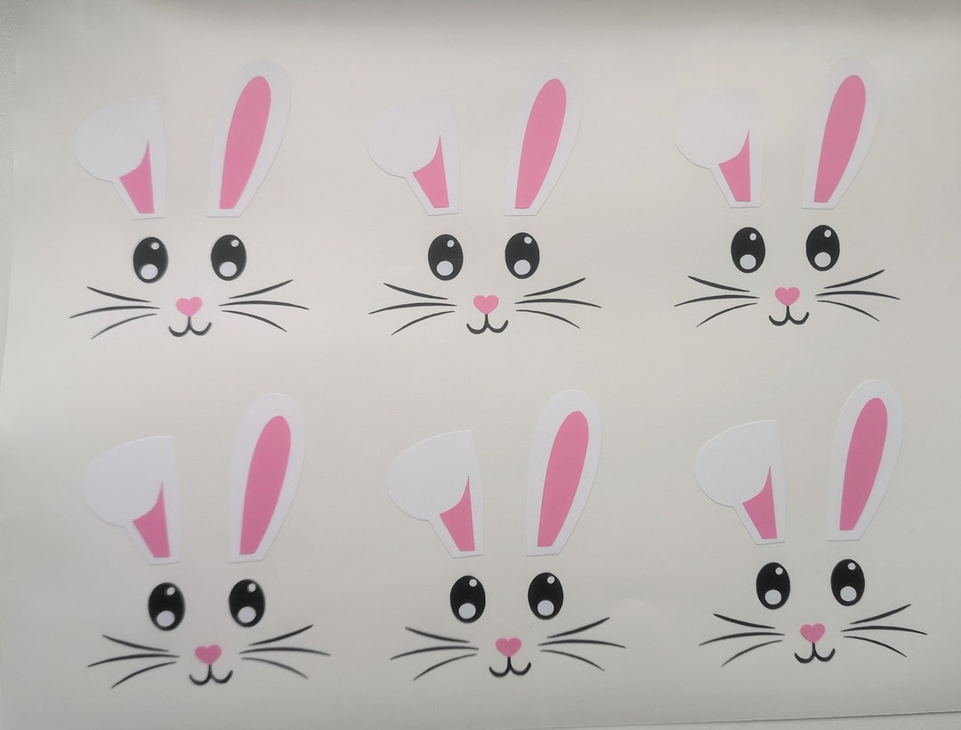 Set of 6 Bunny Face Vinyl Decals, Easter Decoration - Etsy