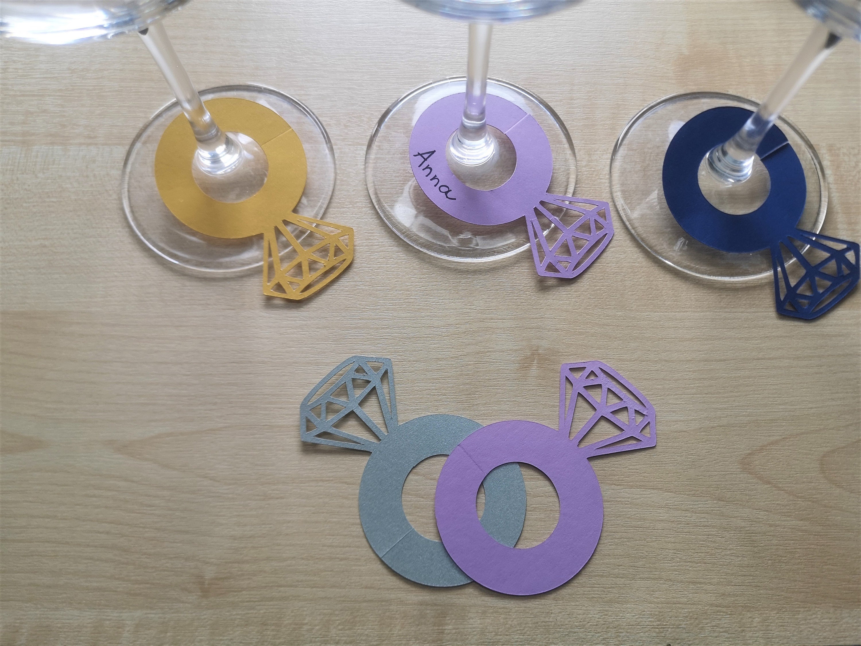 Diamond Ring Glass Tags Bridal Shower Wine Glass Tags - Etsy