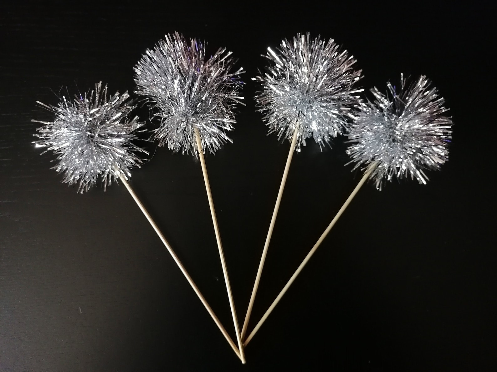 Set of 6 Tinsel Drink Stirrers, Festive Christmas Decoration - Etsy