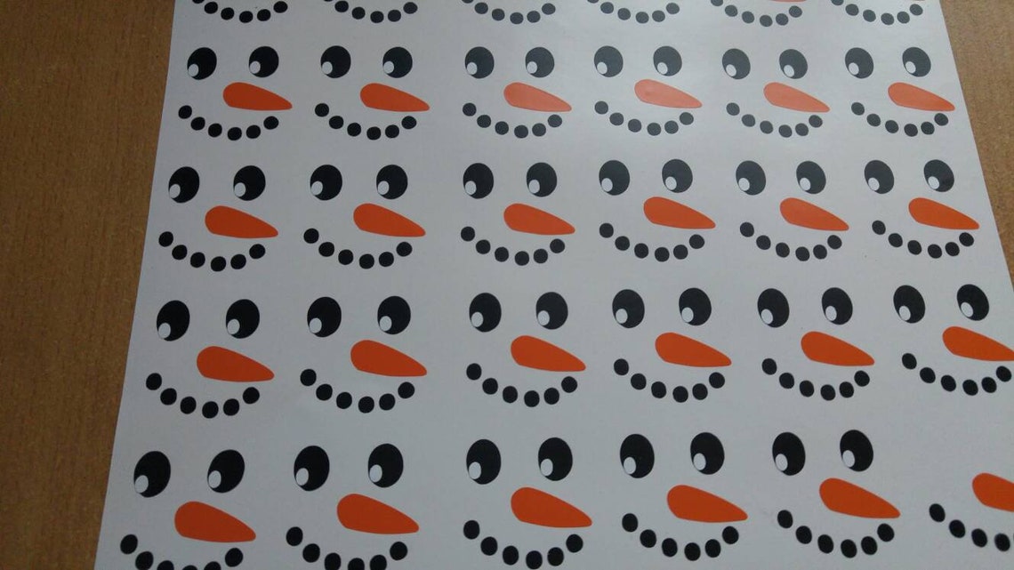 Set of 8 Snowman Face Vinyl Decals Snowman Face Decor | Etsy