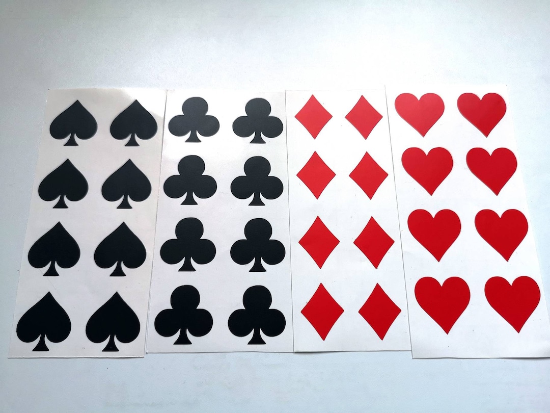 Playing Cards Suit Vinyl Stickers, Casino Party Decals (40 Stickers ...