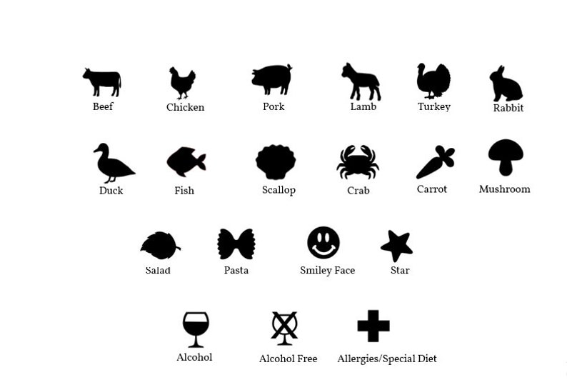 Set of 20 Small Meal Stickers, Meal Option Indicator ,wedding Menu ...