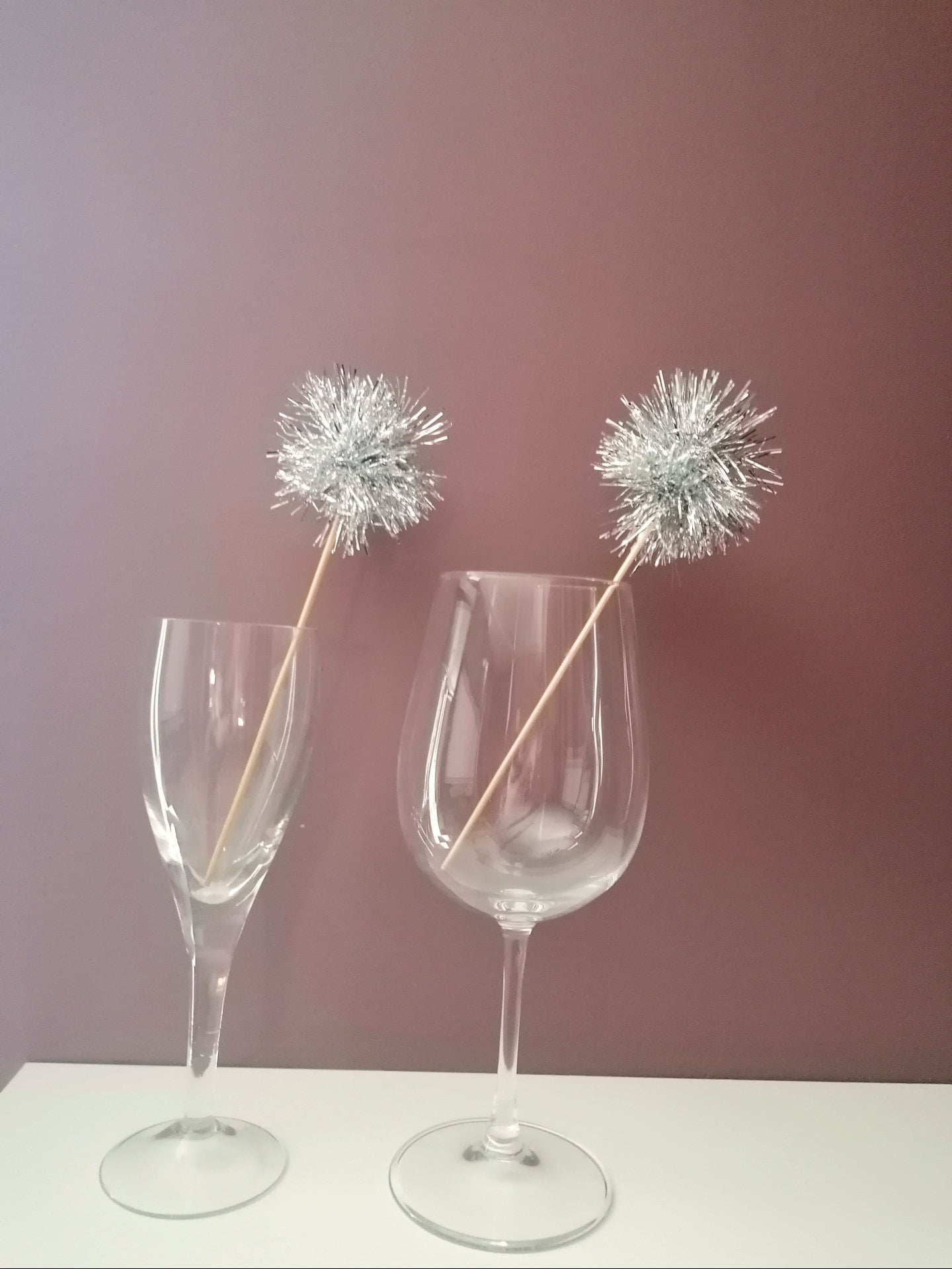 Set of 6 Tinsel Drink Stirrers, Tinsel Swizzle Sticks, Christmas ...