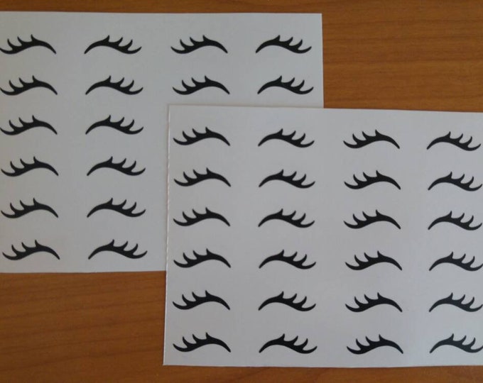 Set of 25 Eyelash Pairs Decals, Unicorn Eyelashes Stickers, Sleepy ...