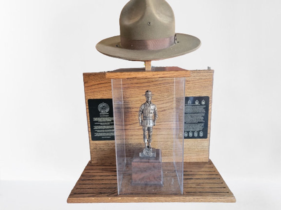US Army Drill Sergeant Hat Stand With Coin Holder Base - Etsy