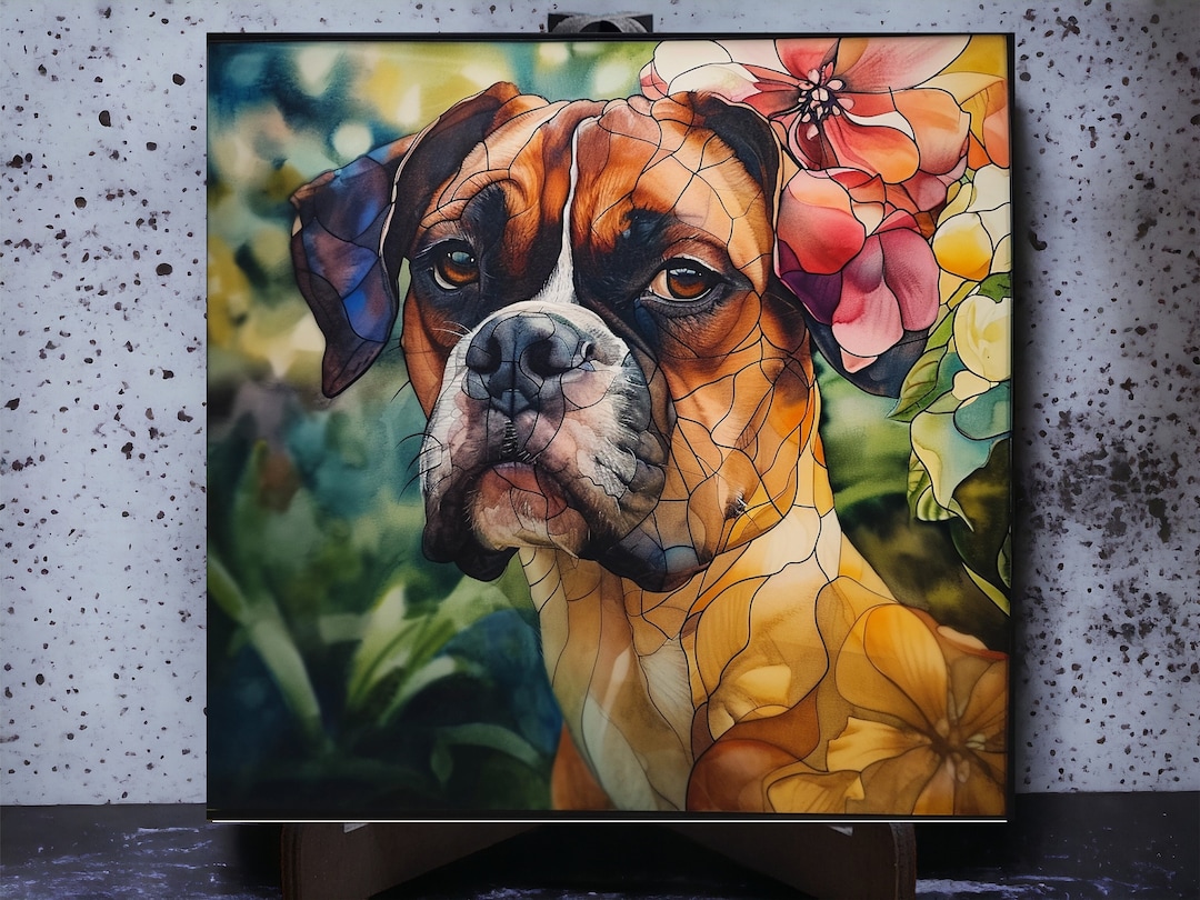 Faux Stained Glass Boxer Wall Art, Boxer Acrylic Sign, Boxer Sign ...