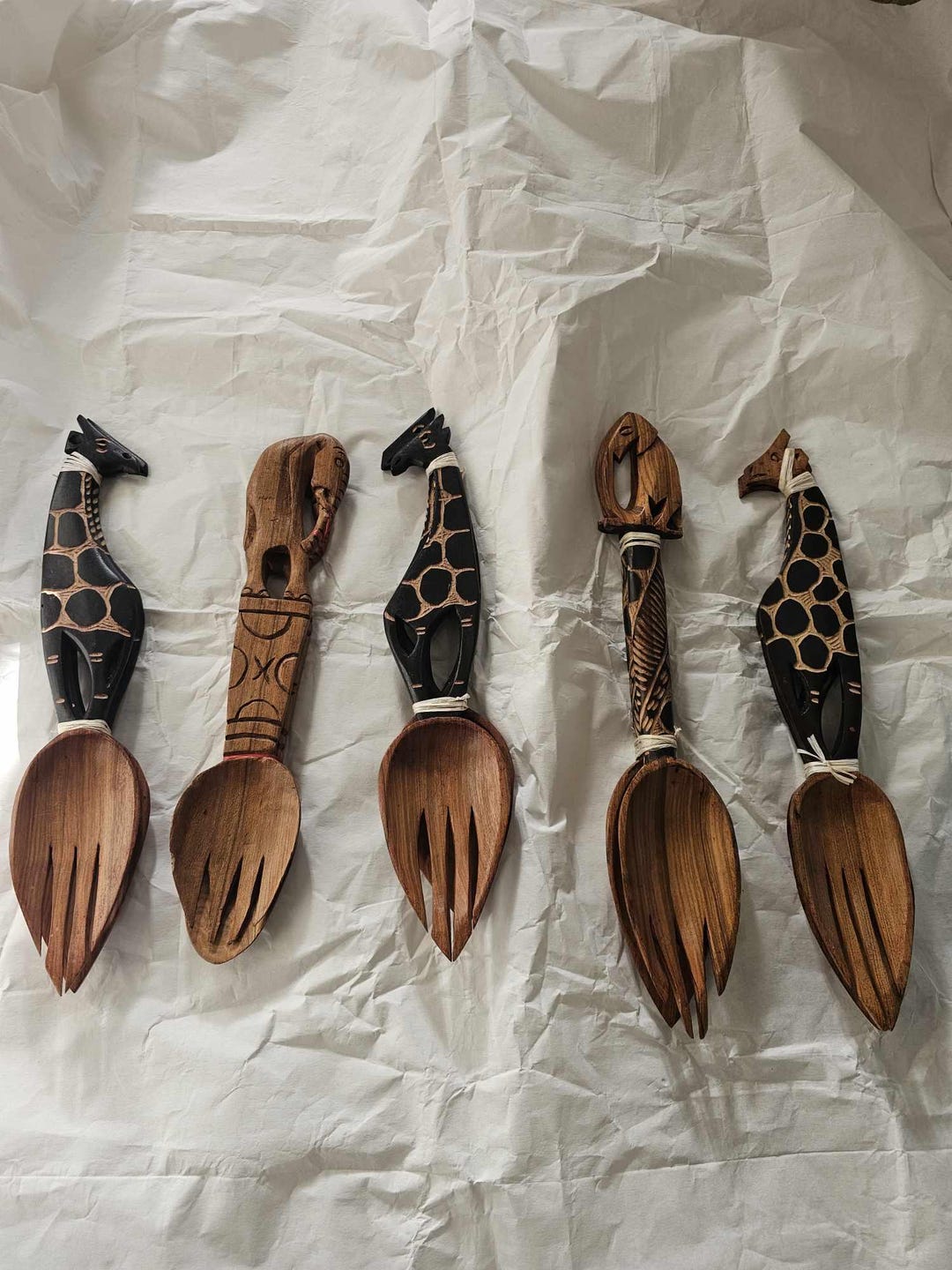 African Wooden Spoons 2pc Salad Set - Etsy