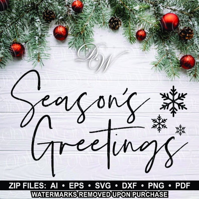 Seasons Greetings / Christmas SVG / Holiday SVG / Snowflakes SVG ...