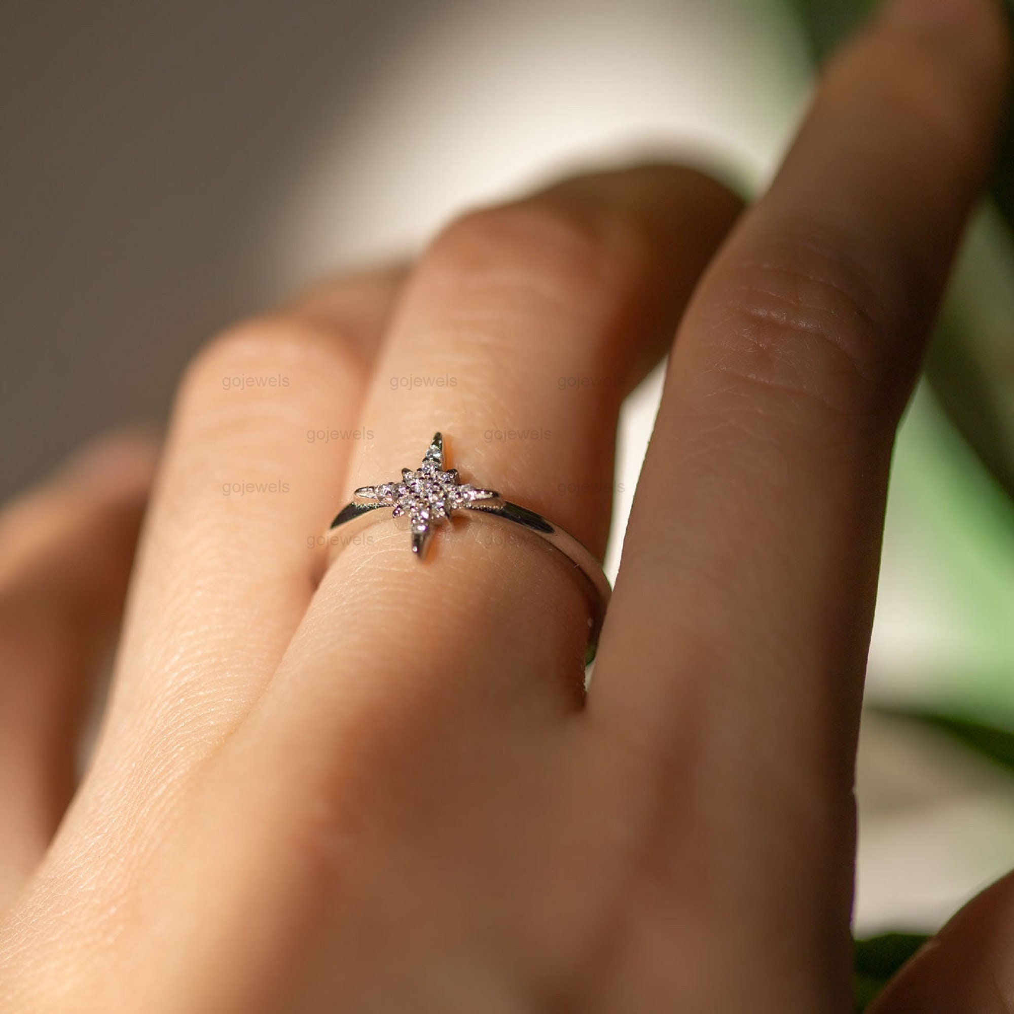 Charming Starburst Engagement Ring Gold Moissanite Star Ring - Etsy