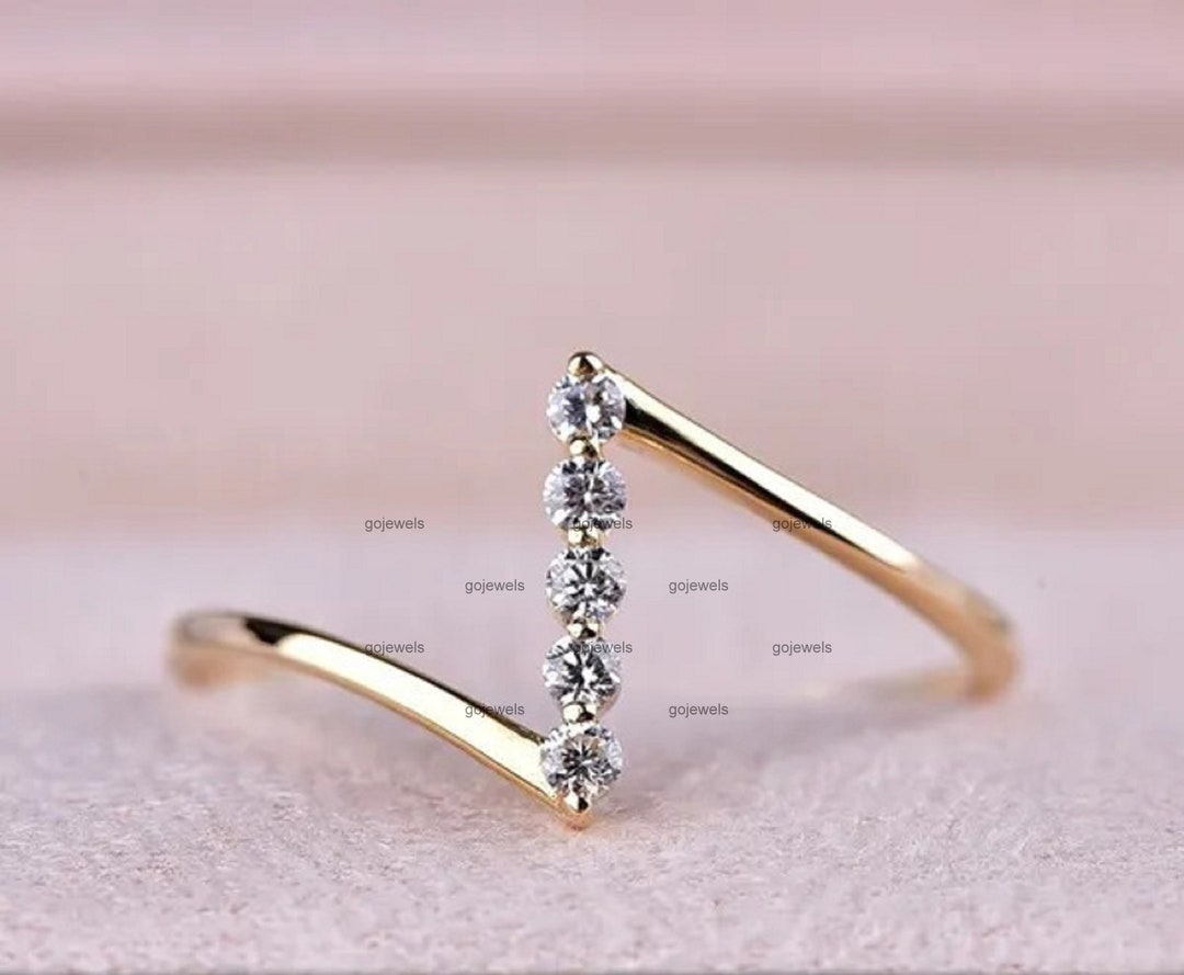 Minimalist Ring, Z Shaped Gold Moissanite Ring, Fashionable Silver Ring ...