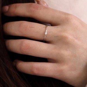 Delicate 14K Gold Moissanite Small Engagement Ring, Dainty Promise Ring ...