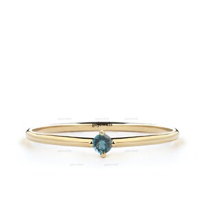 Minimalist London Blue Topaz Solitaire Engagement Ring, 14k Gold Dainty ...