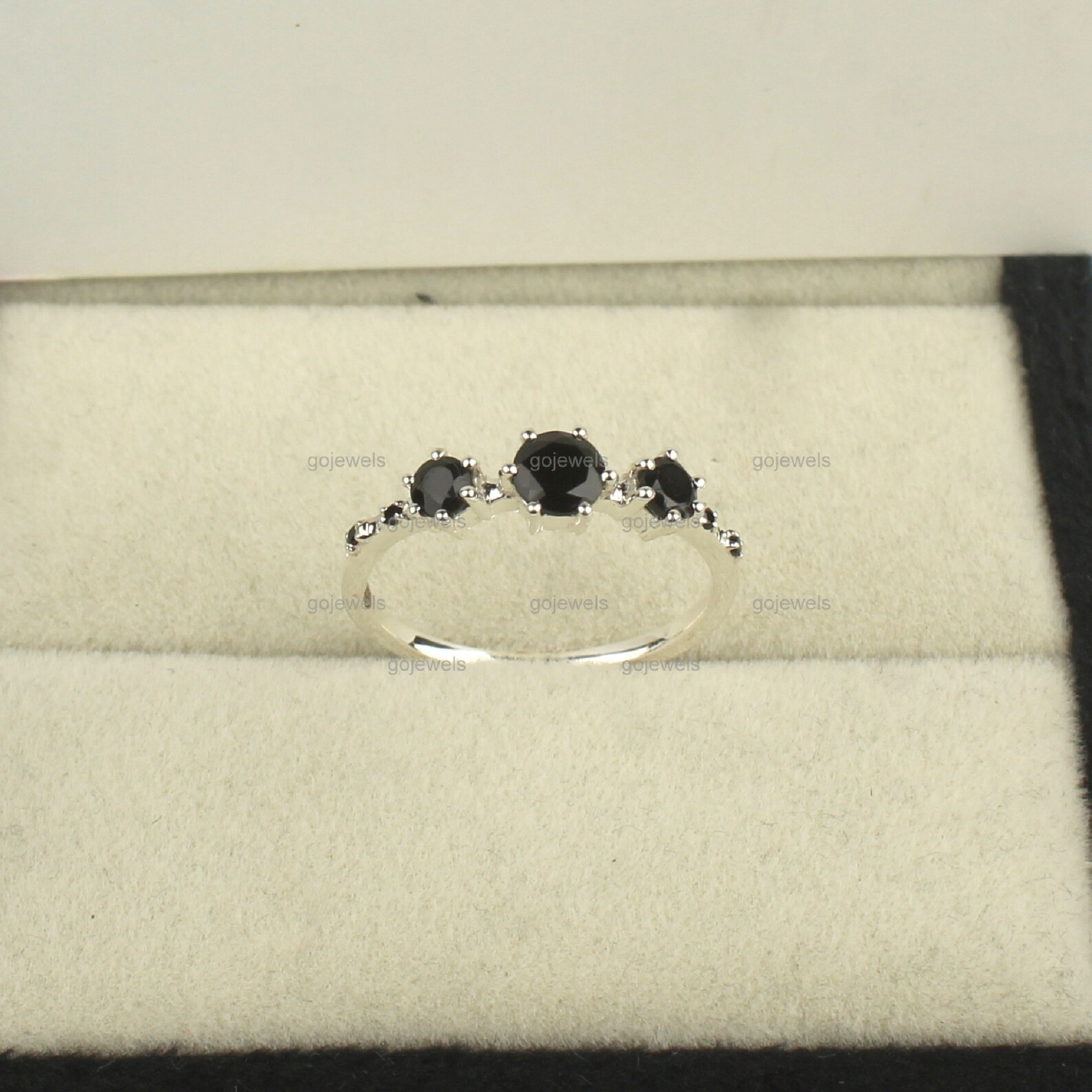 Black Spinel Prelude Band-14k Gold Spinel Ring - Delicate Anniversary ...
