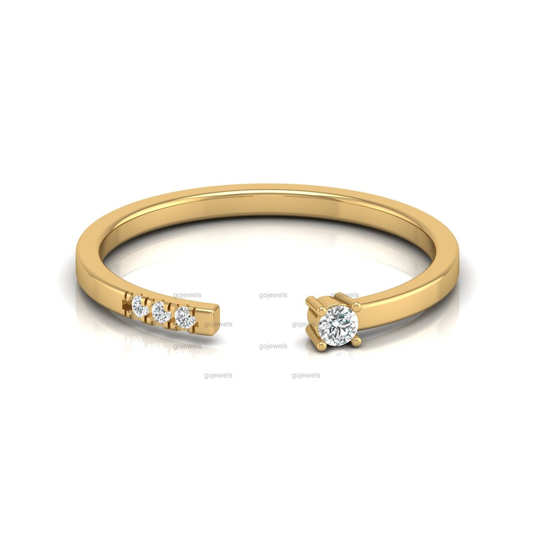 Open Stackable Fashion Ring, 14k Gold Moissanite Ring, Diamond Band for ...