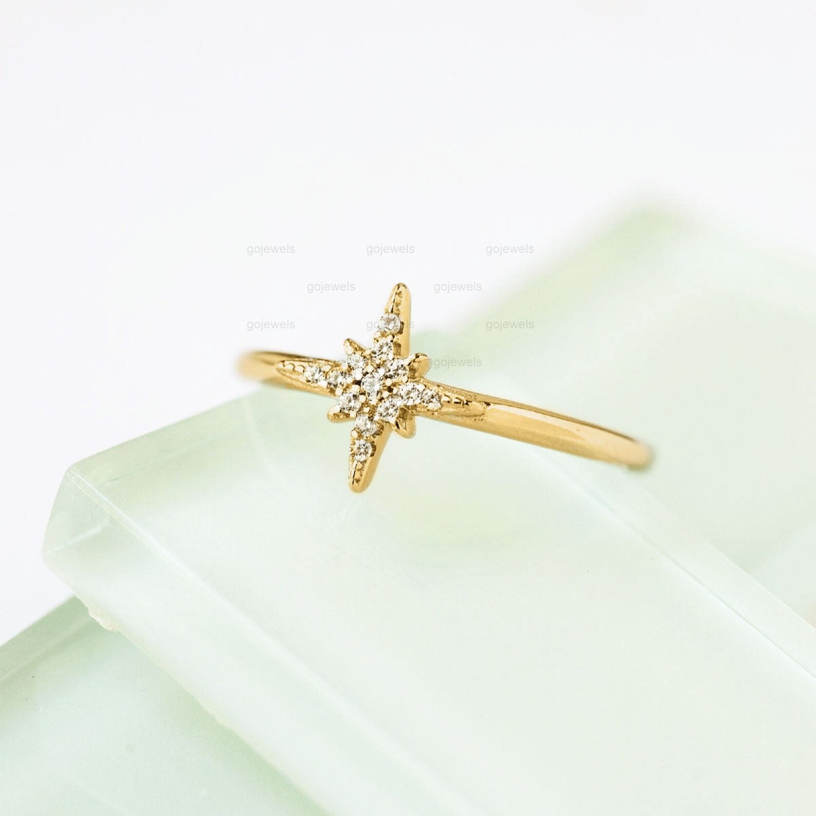 Charming Starburst Engagement Ring Gold Moissanite Star Ring - Etsy