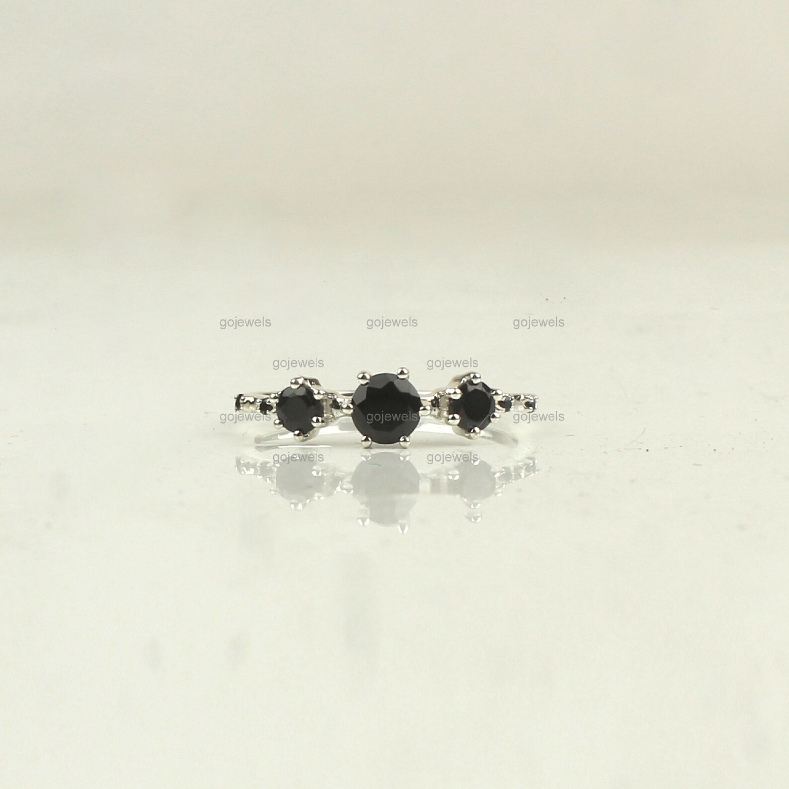 Black Spinel Prelude Band-14k Gold Spinel Ring - Delicate Anniversary ...