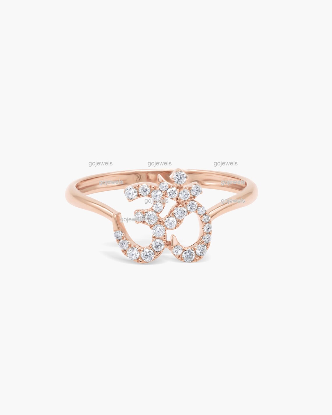 OM Ring 14k Gold Moissanite OM Ring OM Diamond Ring in Rose | Etsy