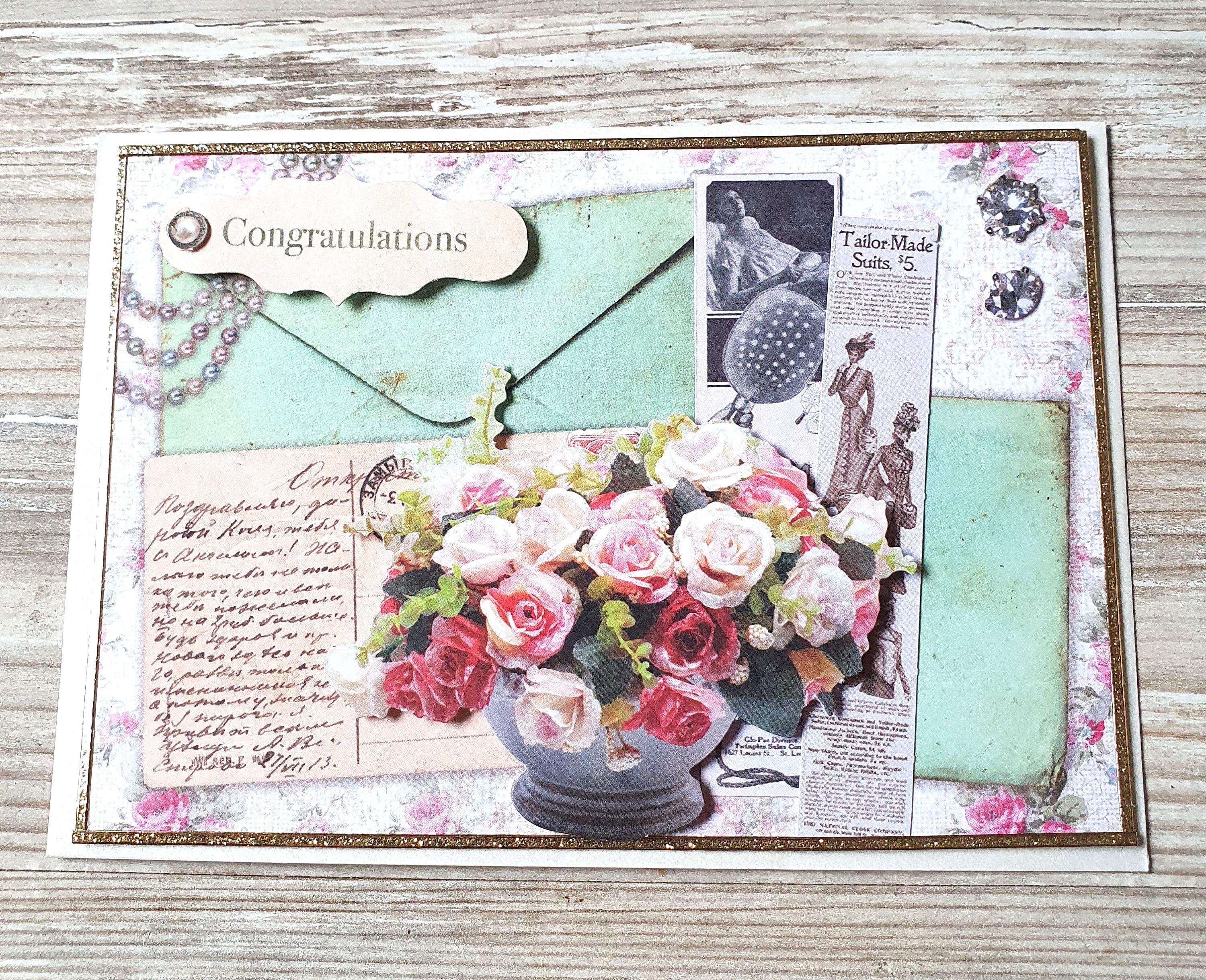 3D Card Congratulations With Flower Bouquet Including Envelope ...
