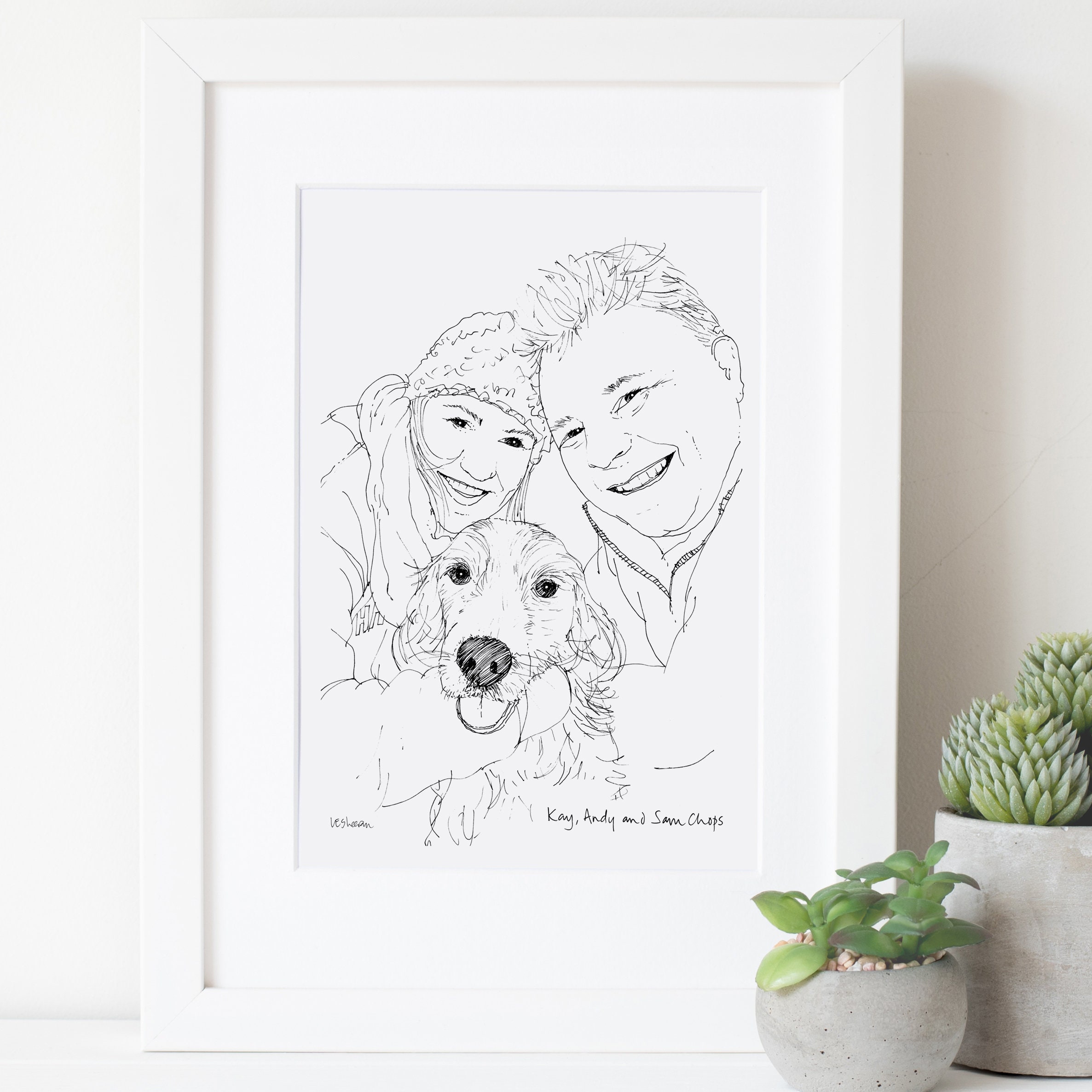 Personalised Family and Friends Sketch, Family Line Drawing, Bespoke ...