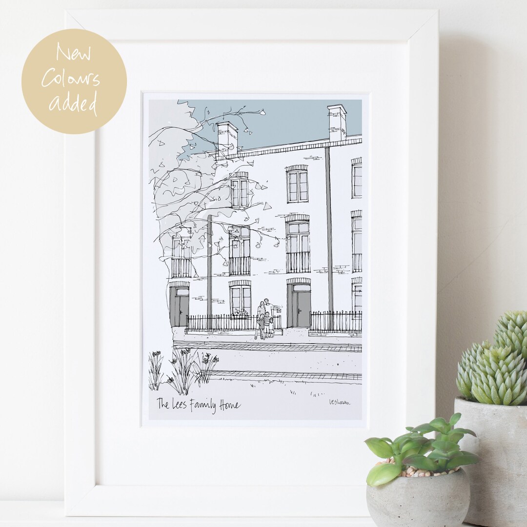 Custom Home Illustration, New Home Drawing, Personalized Housewarming ...