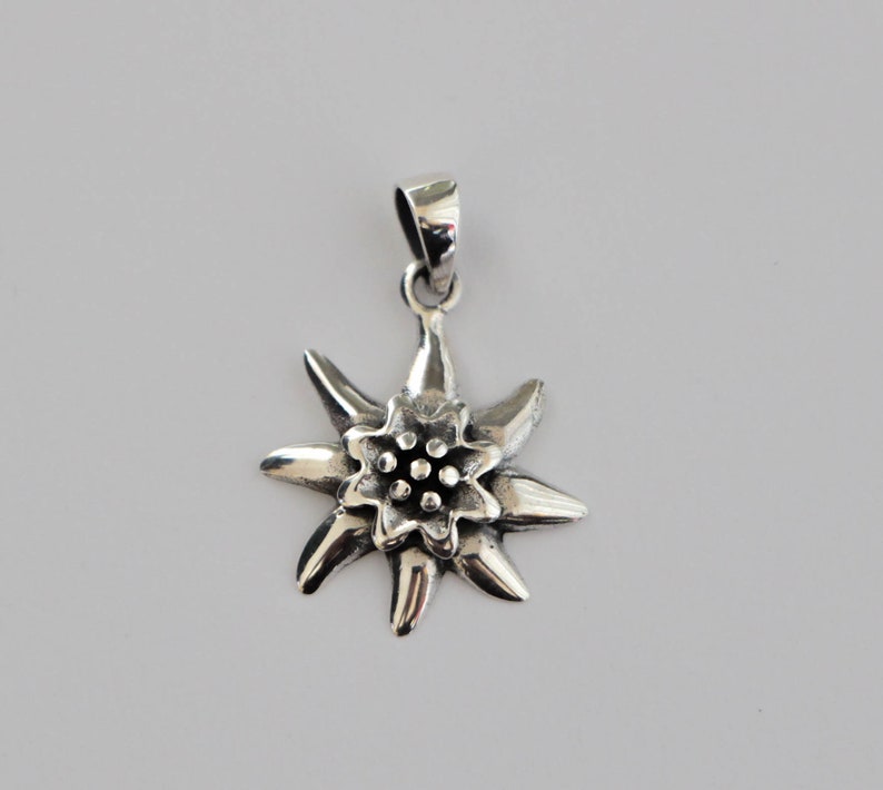 Edelweiss Flower Pendant Sterling Silver 16 Mm Diameter & - Etsy