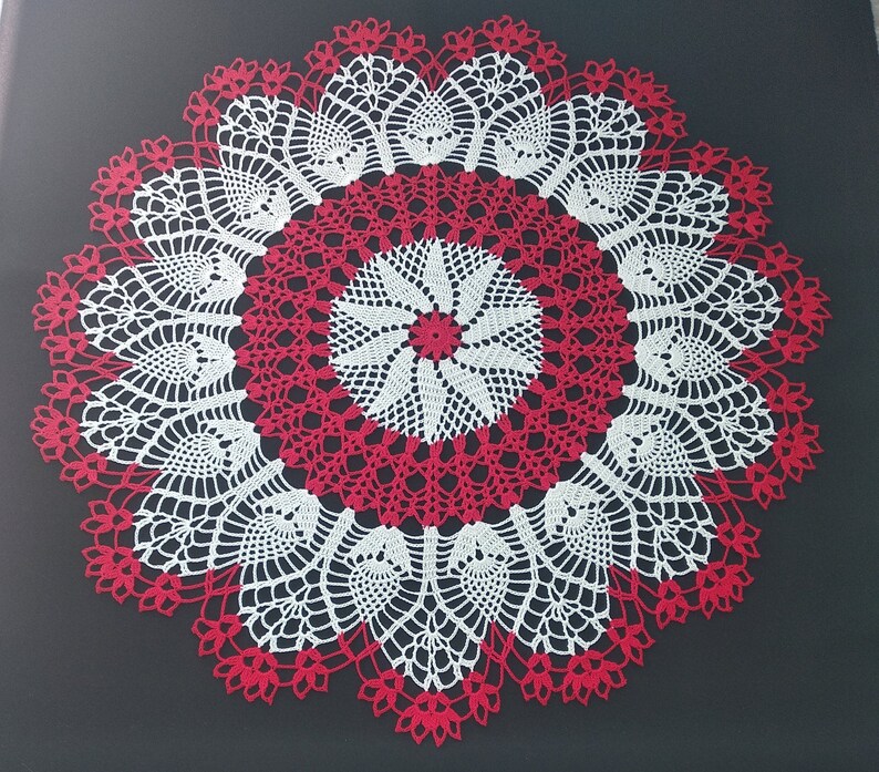 Large White Red Doily-23 Inches-christmas Doily-crochet Doily-christmas ...