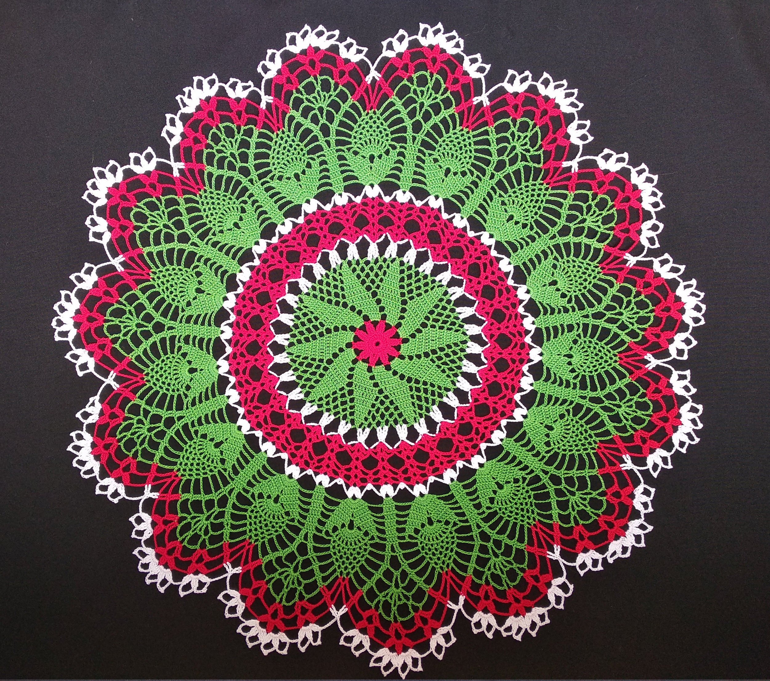 Large Green Red Doily-23 Inches-christmas Doily-crochet Doily-christmas ...
