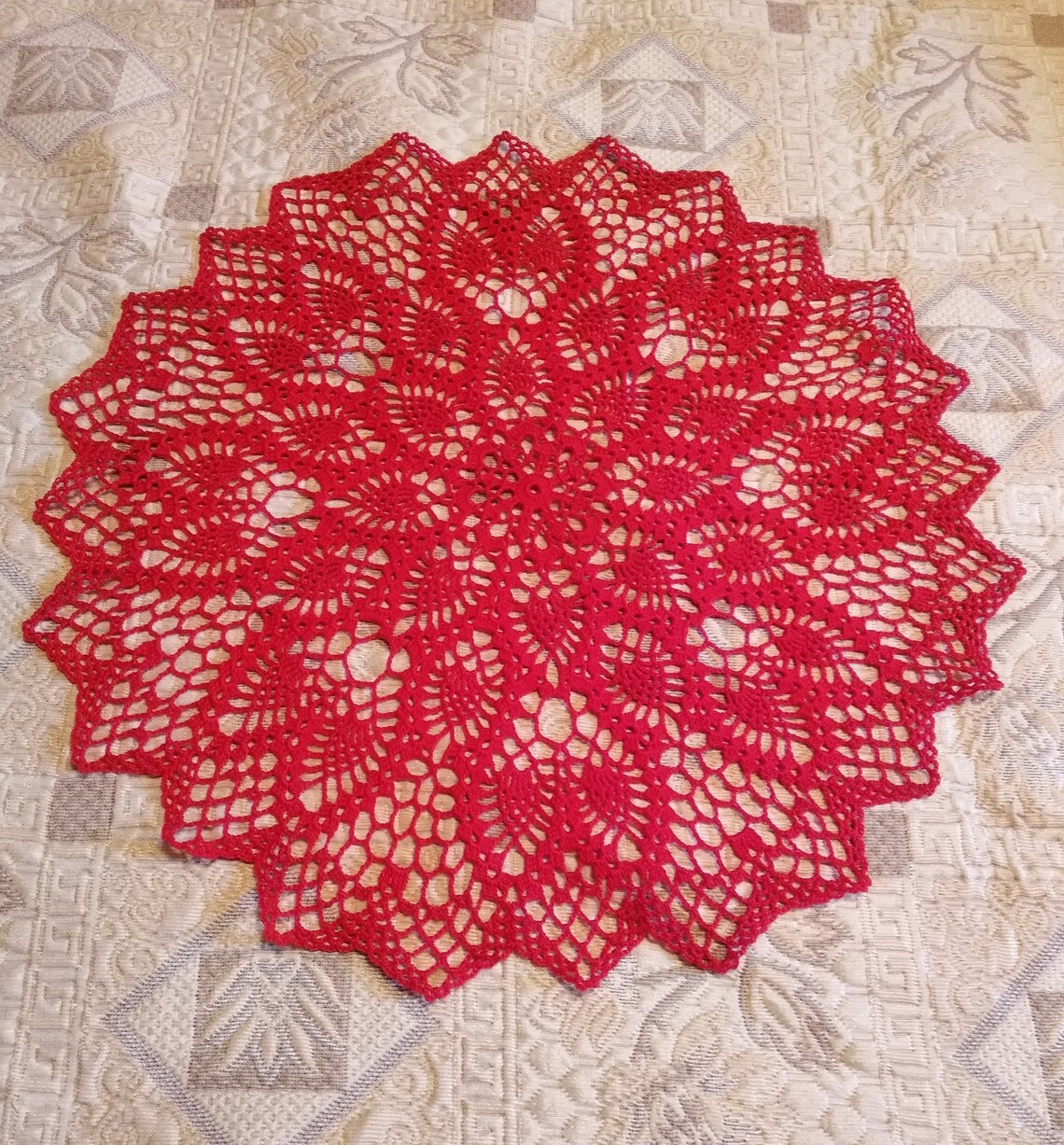 Red Doily-christmas Doily-20 Inches-crochet Doily-round Doily-christmas ...