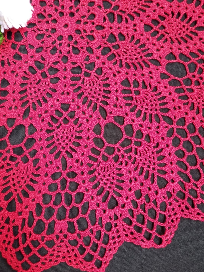 Red Doily-christmas Doily-20 Inches-crochet Doily-round Doily-christmas ...