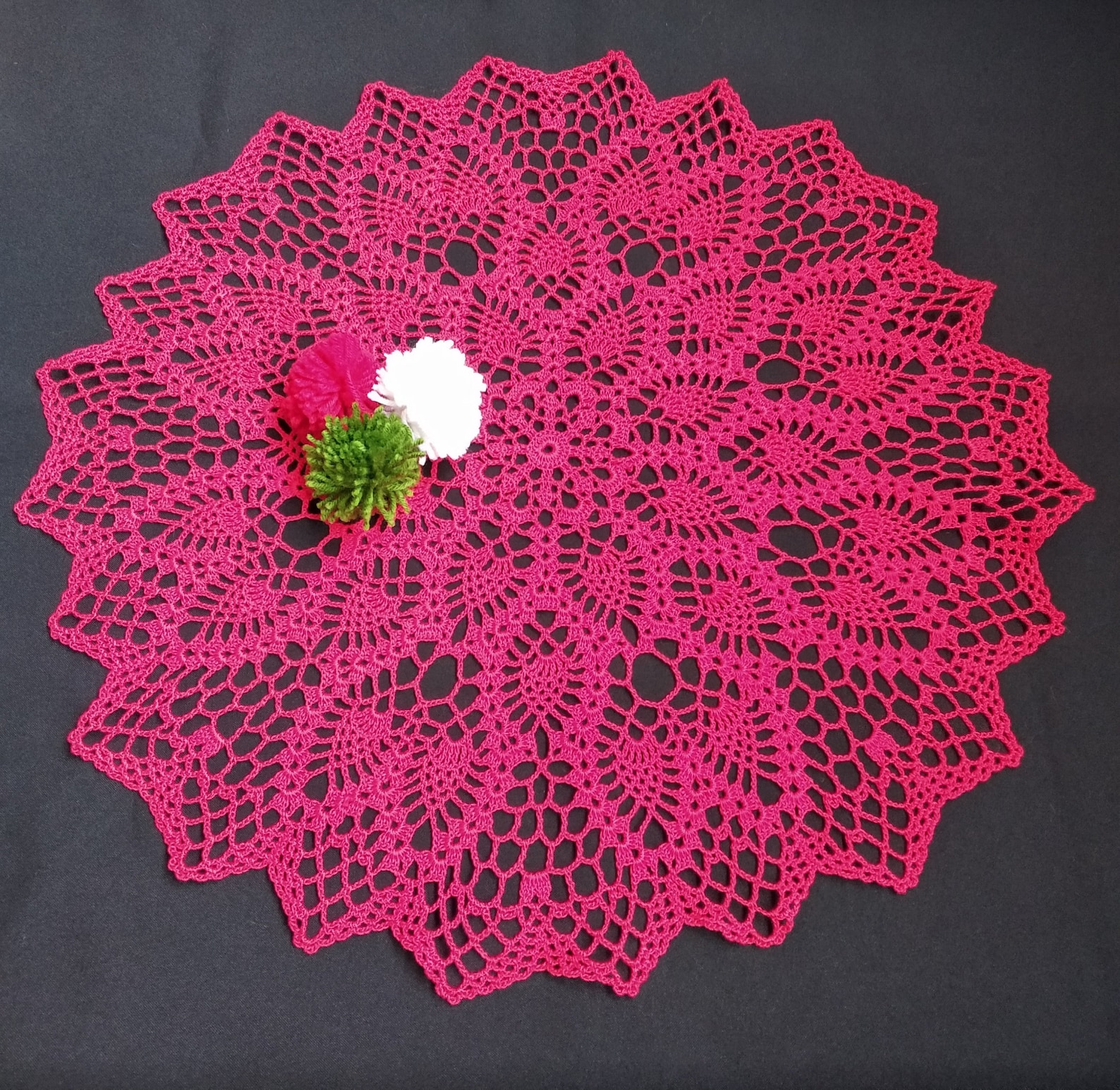 Red Doily-christmas Doily-20 Inches-crochet Doily-round Doily-christmas ...