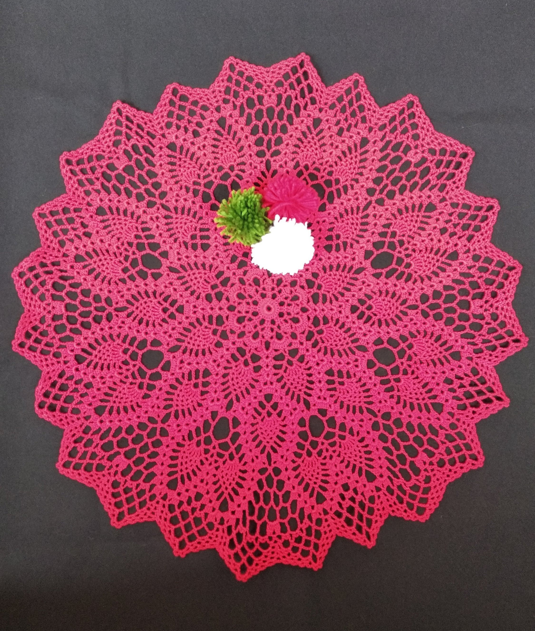 Red Doily-christmas Doily-20 Inches-crochet Doily-round Doily-christmas ...